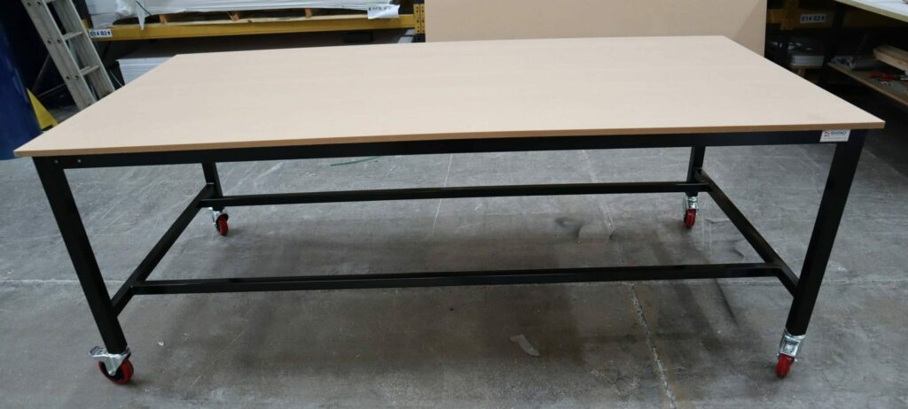 Heavy-Duty Mobile Workbench On Wheels, Welded Steel Frame