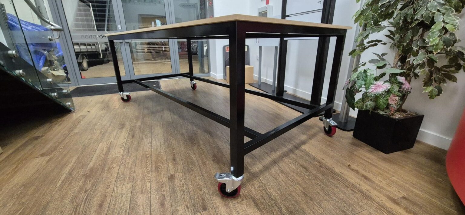 Heavy-Duty Mobile Workbench On Wheels, Welded Steel Frame