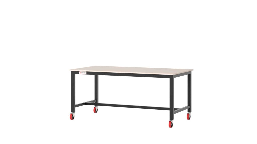 Heavy-Duty Mobile Workbench On Wheels, Welded Steel Frame