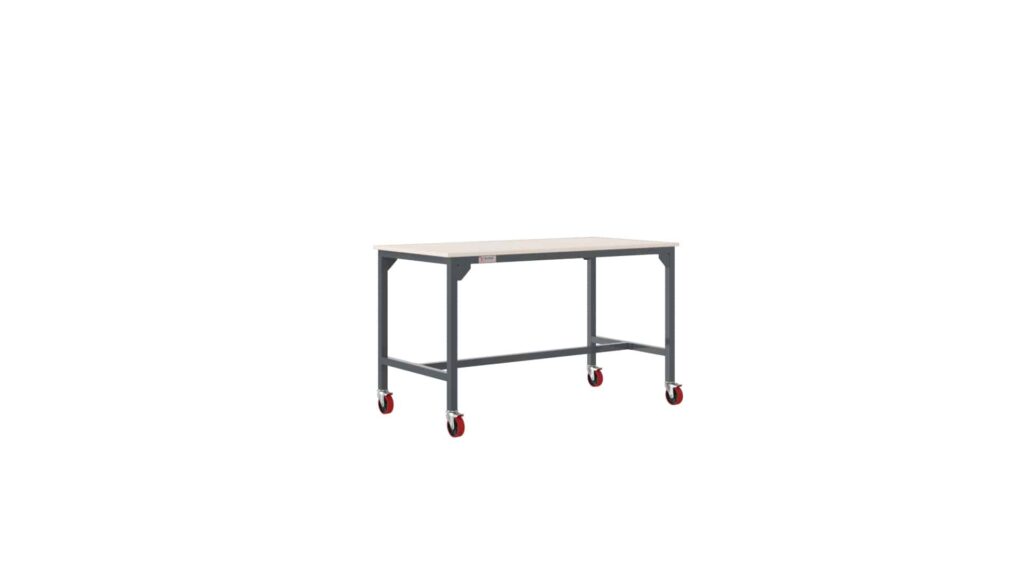 Modular Mobile Workbench On Wheels, Steel Framed, With Storage Shelf